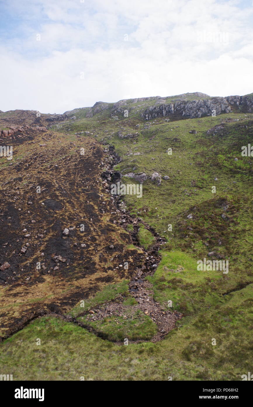 Mountain Burn flowing down to Loch Diabaigas Airde across Torridonian ...
