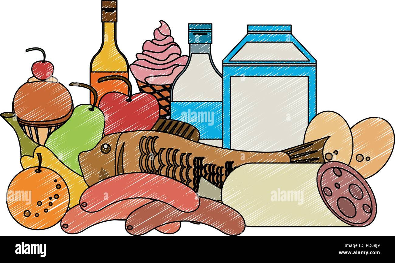 Delicious food cartoon scribble Stock Vector Image & Art - Alamy