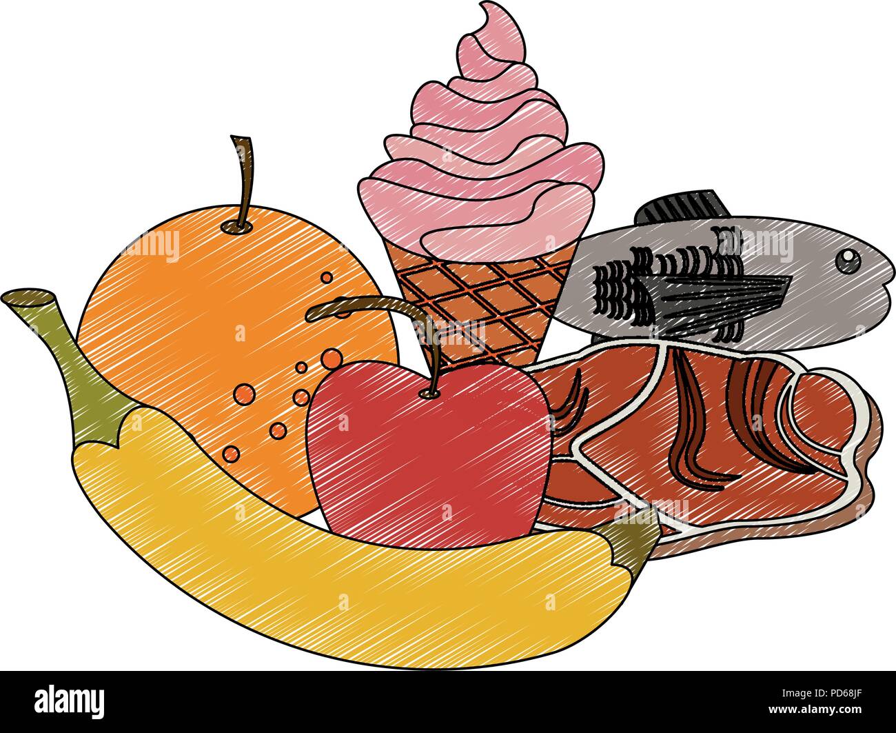 Delicious food cartoon scribble Stock Vector Image & Art - Alamy