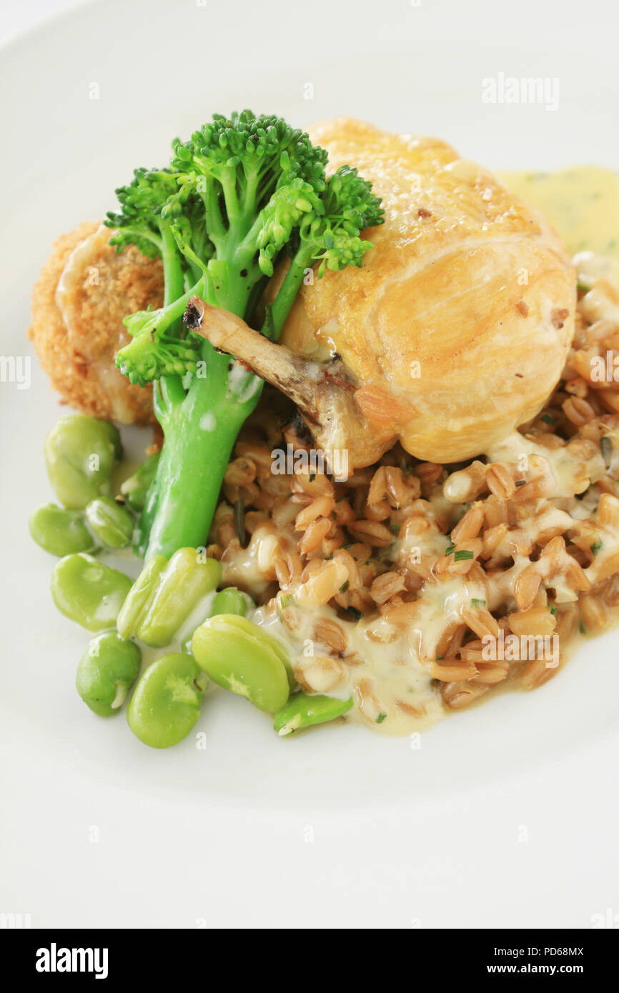 plated chicken main meal Stock Photo - Alamy