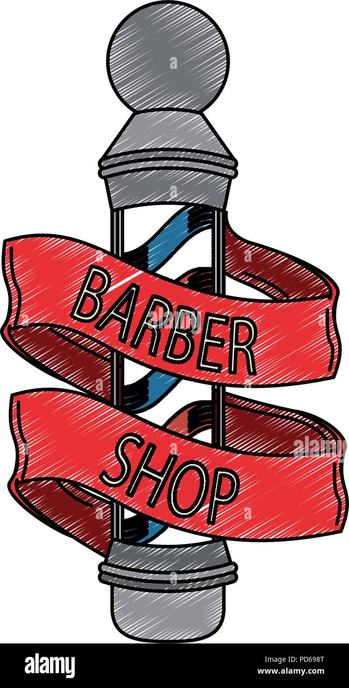 Barbershop sign with ribbon banner scribble Stock Vector Image & Art ...