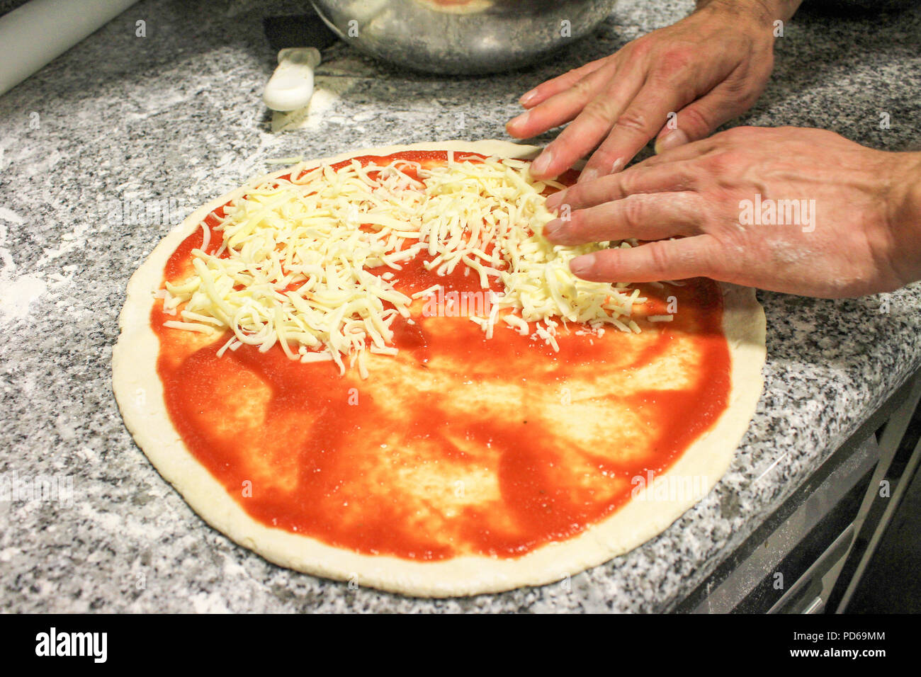 chef making fresh pizza Stock Photo - Alamy