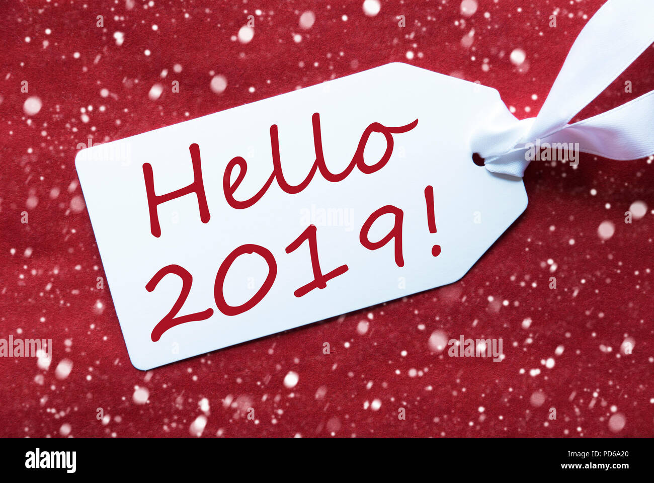 Hello red ribbon label hi-res stock photography and images - Alamy