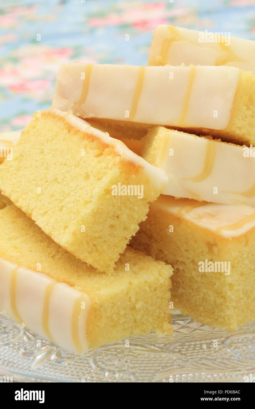 iced lemon sponge cake Stock Photo - Alamy