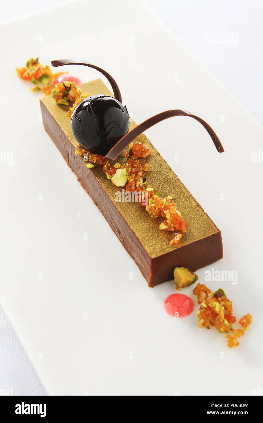 plated chocolate torte dessert Stock Photo - Alamy