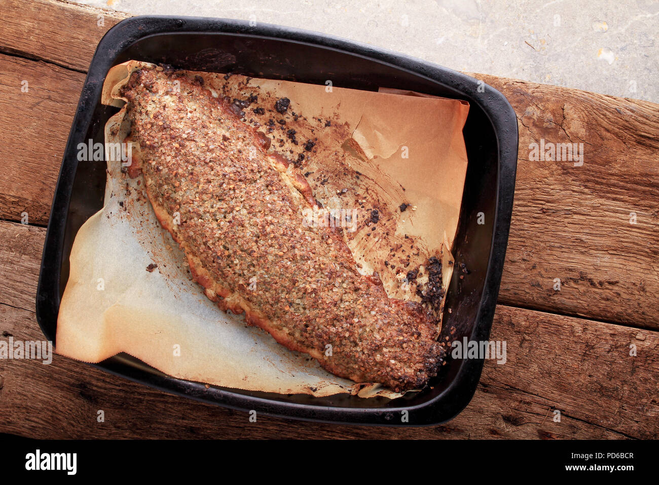 fresh salt baked fish Stock Photo - Alamy