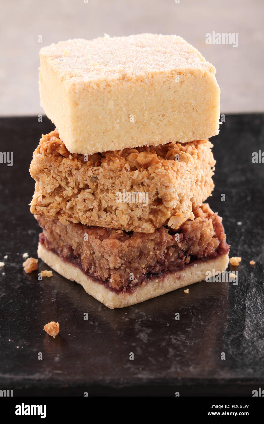 traybake cake slice selection Stock Photo - Alamy