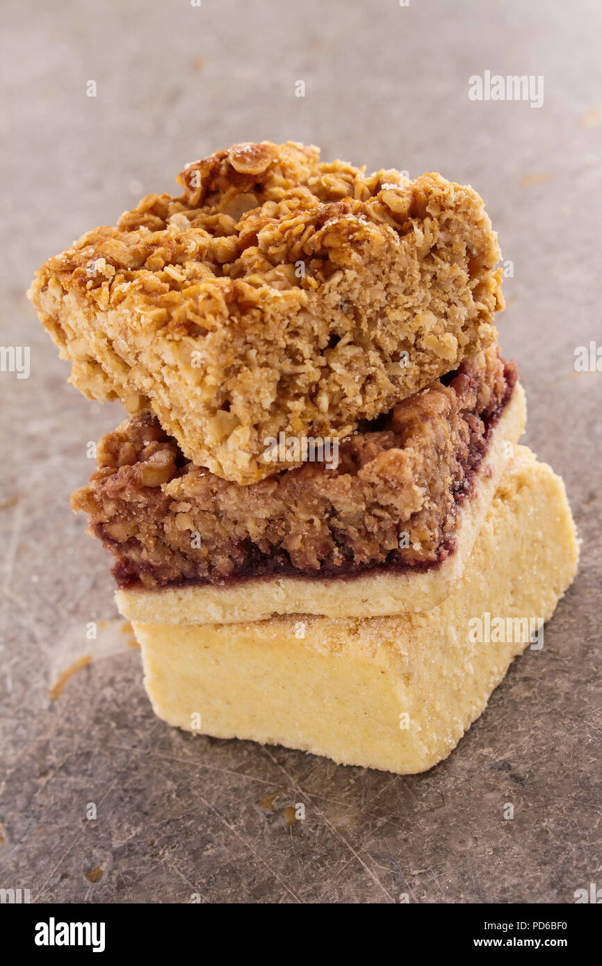 traybake cake slice selection Stock Photo - Alamy