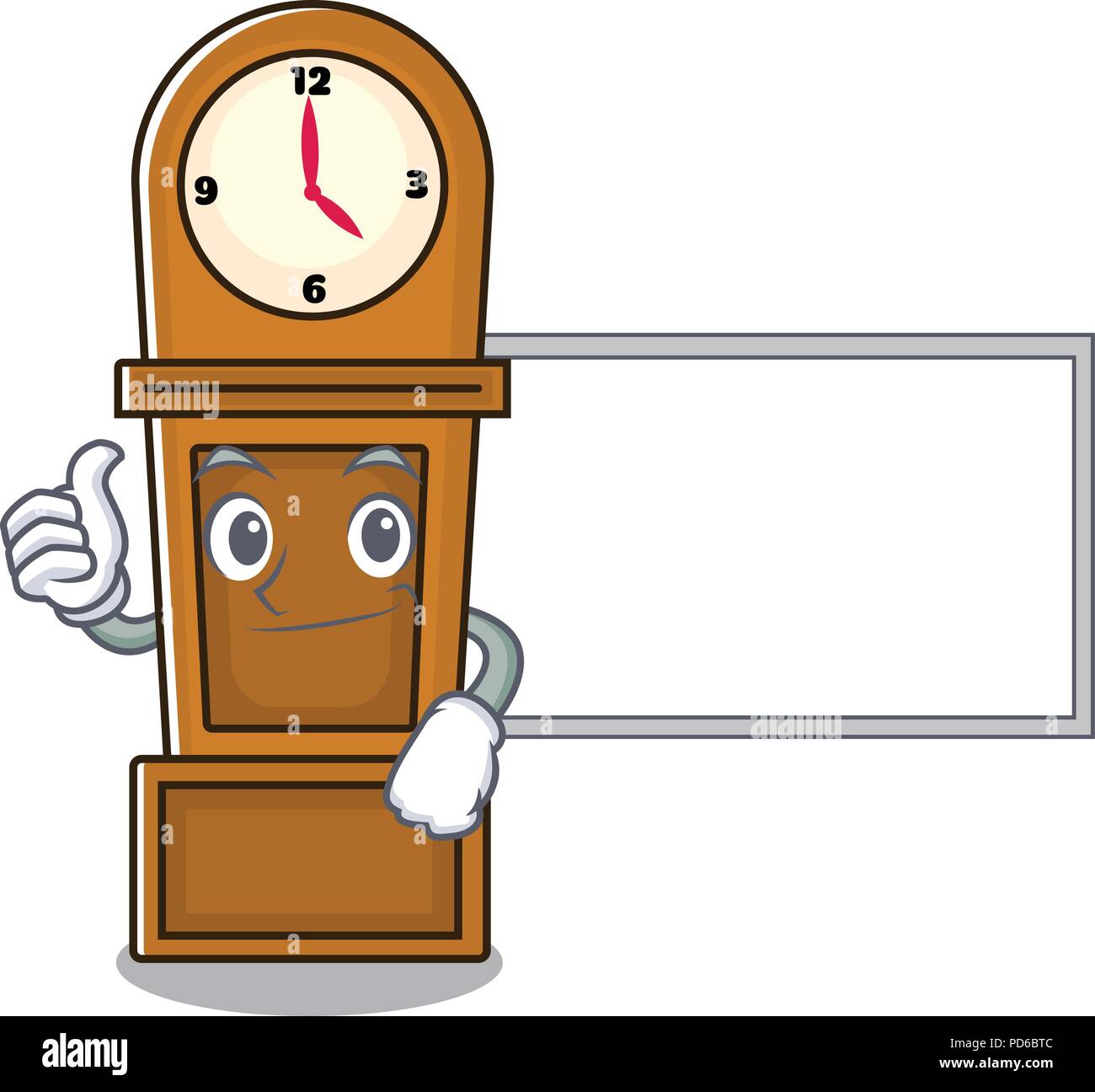 Thumbs up with board grandfather clock character cartoon Stock Vector ...