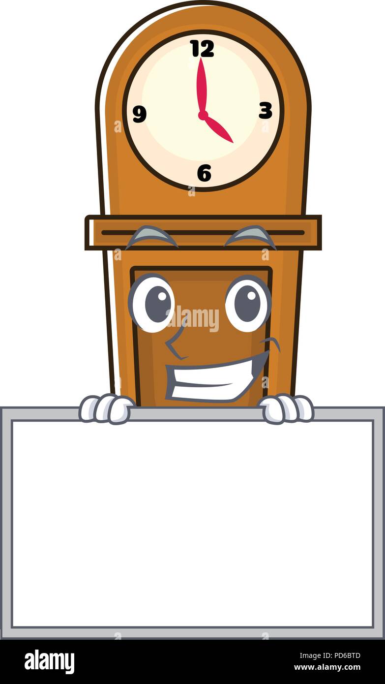 Grinning with board grandfather clock character cartoon Stock Vector ...