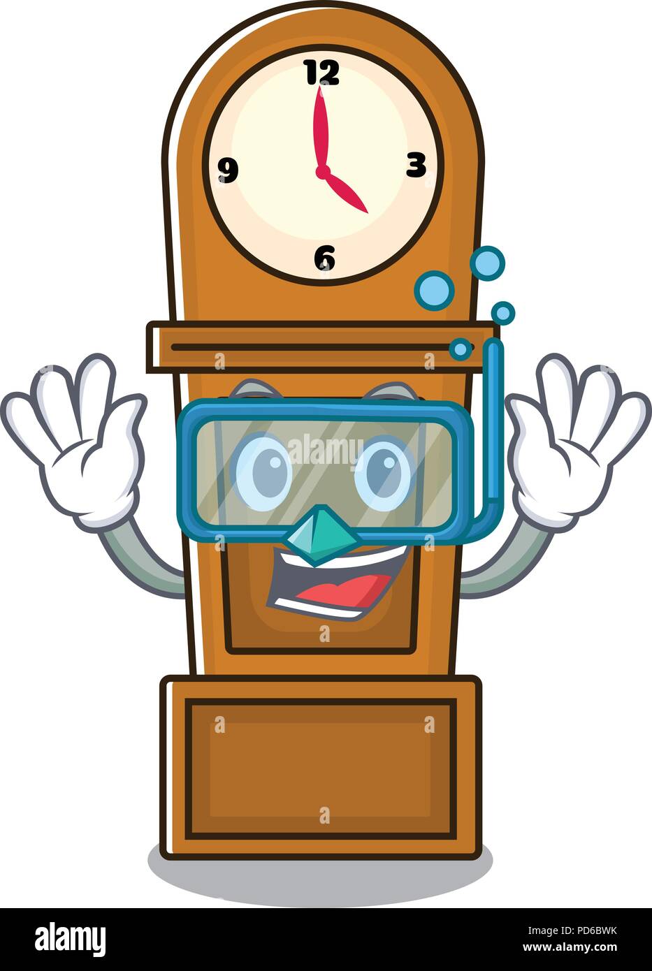 Diving grandfather clock character cartoon Stock Vector Image & Art - Alamy