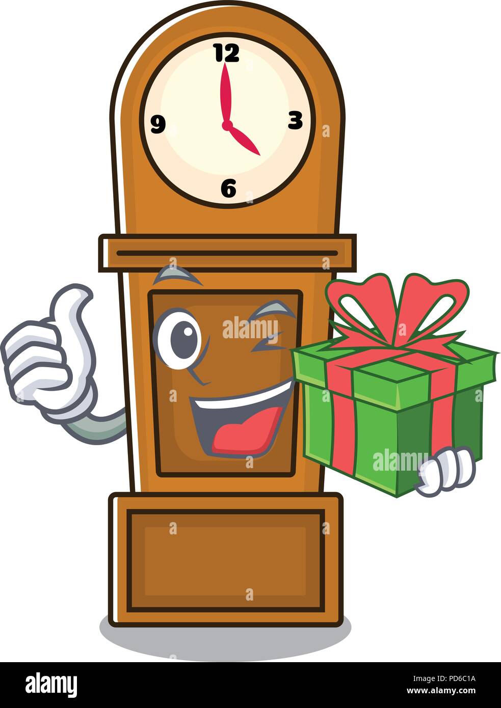 With gift grandfather clock mascot cartoon Stock Vector Image & Art - Alamy