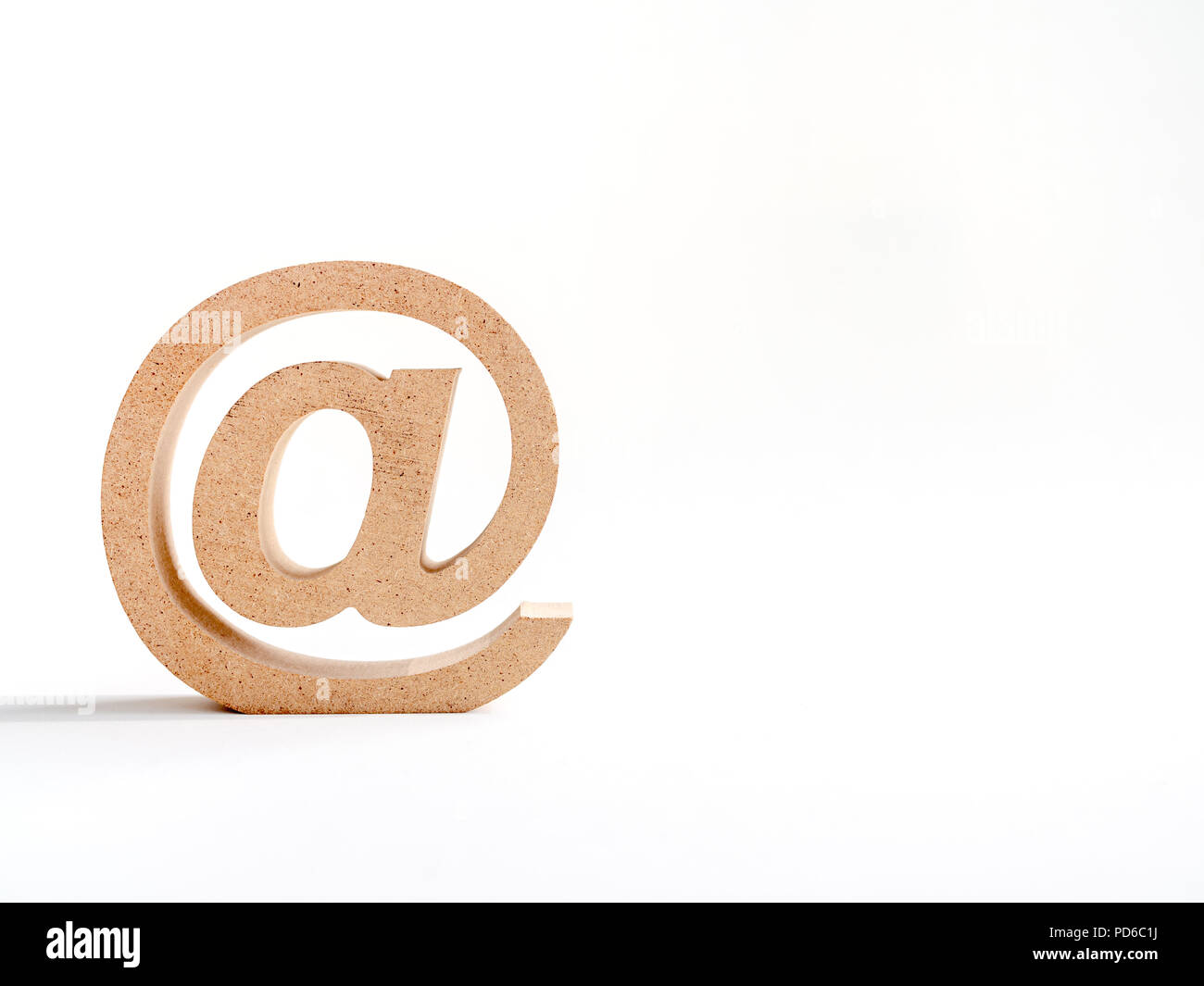 Wooden E-mail address symbol, arroba icon isolated on white background ...