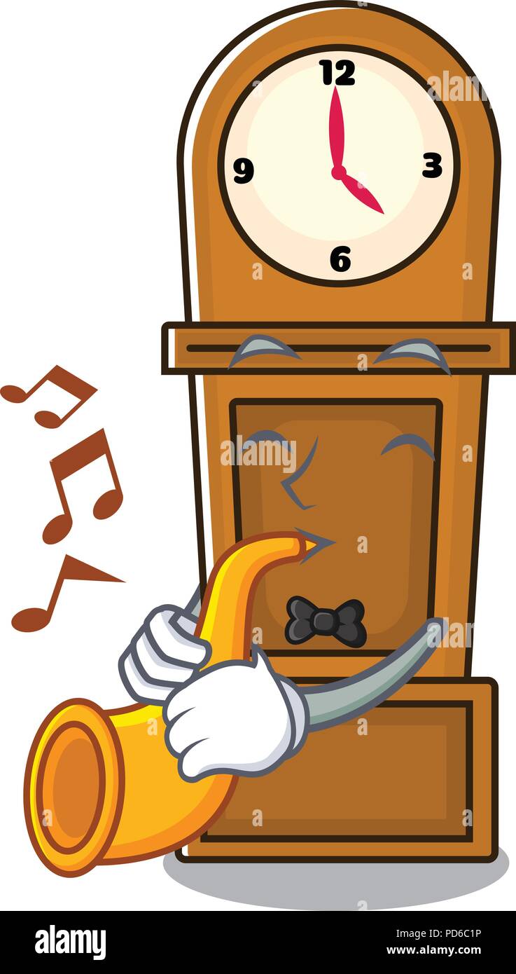 With trumpet grandfather clock mascot cartoon Stock Vector Image & Art ...