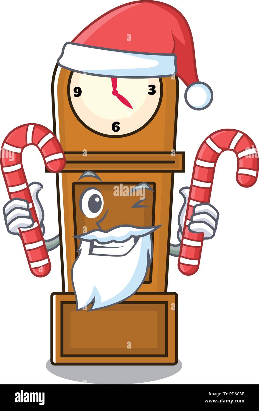 Santa with candy grandfather clock mascot cartoon Stock Vector Image ...