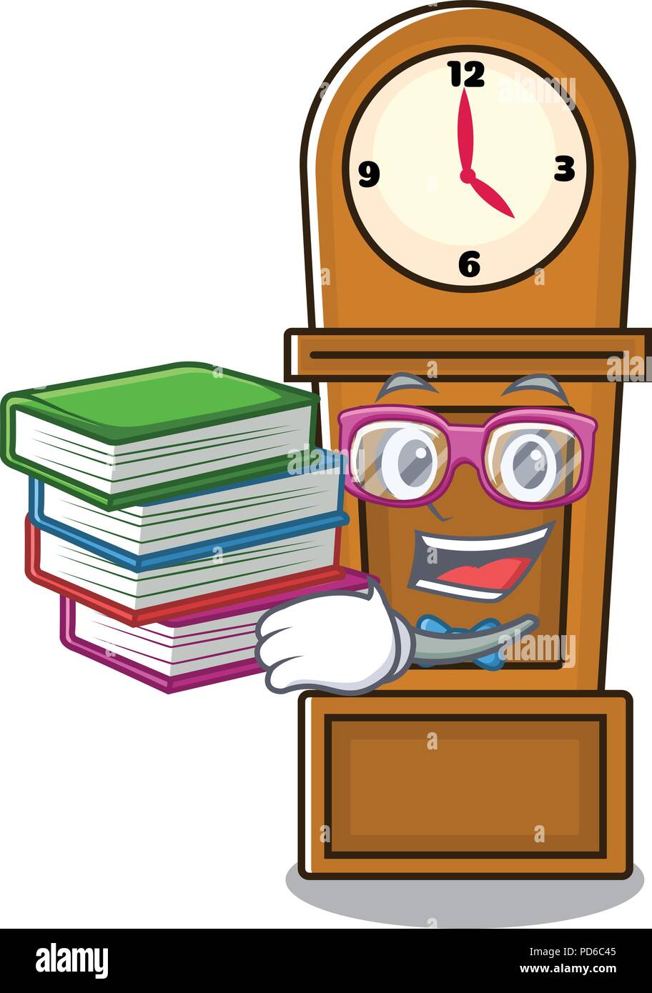 Student with book grandfather clock mascot cartoon Stock Vector Image ...
