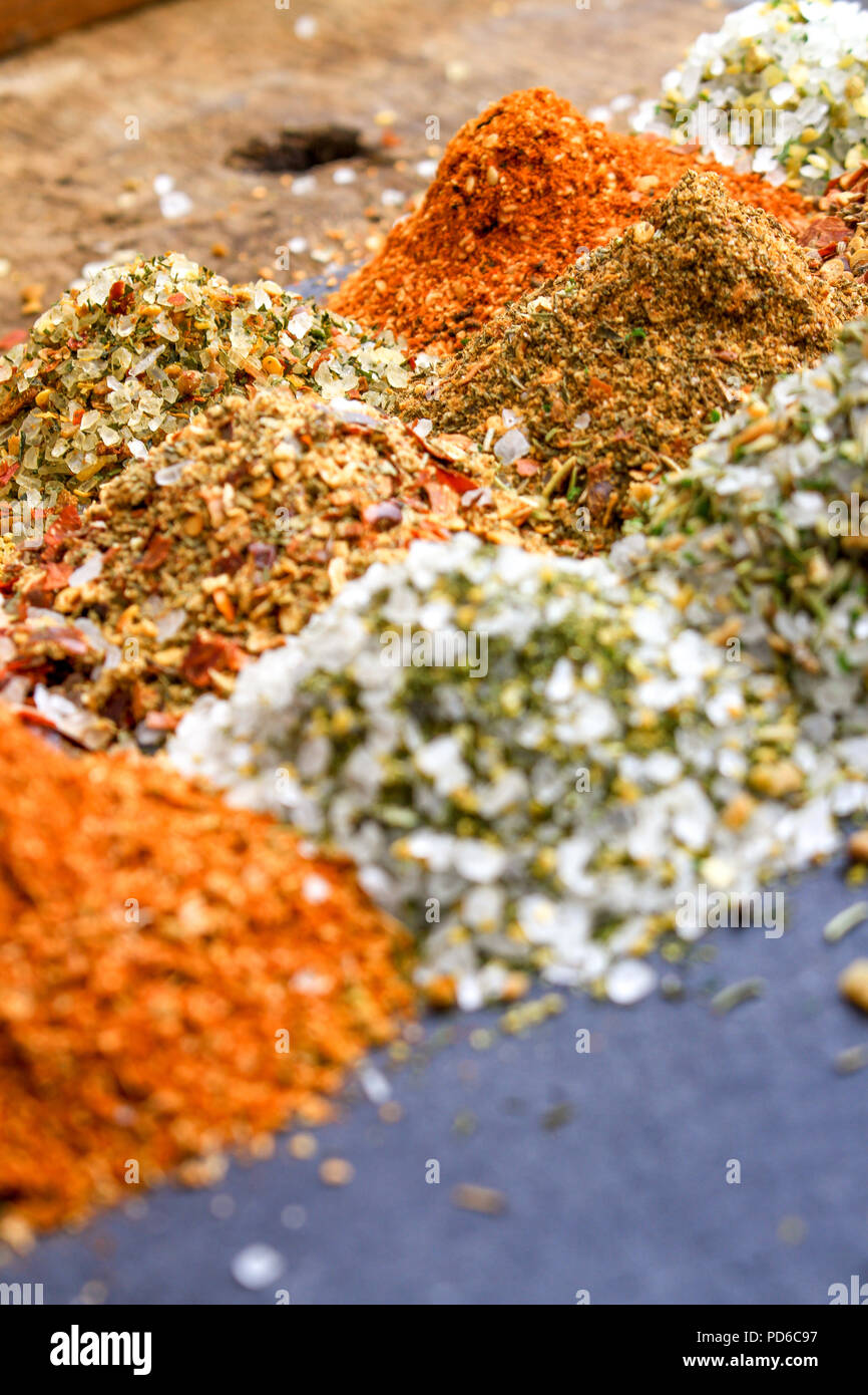 mixed flavoured salts Stock Photo - Alamy