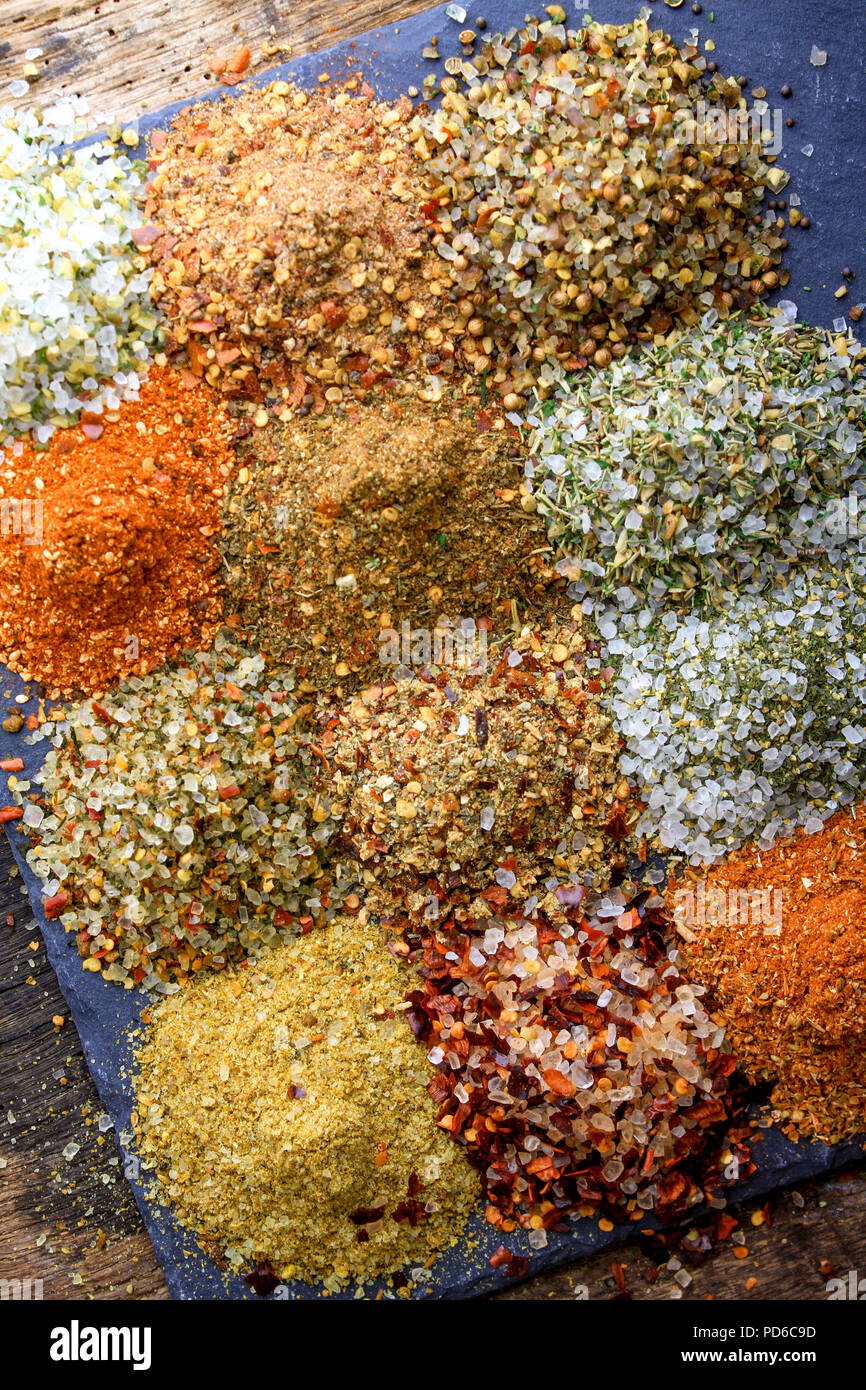 mixed flavoured salts Stock Photo - Alamy