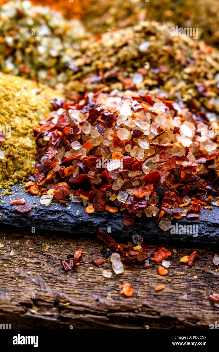 mixed flavoured salts Stock Photo - Alamy