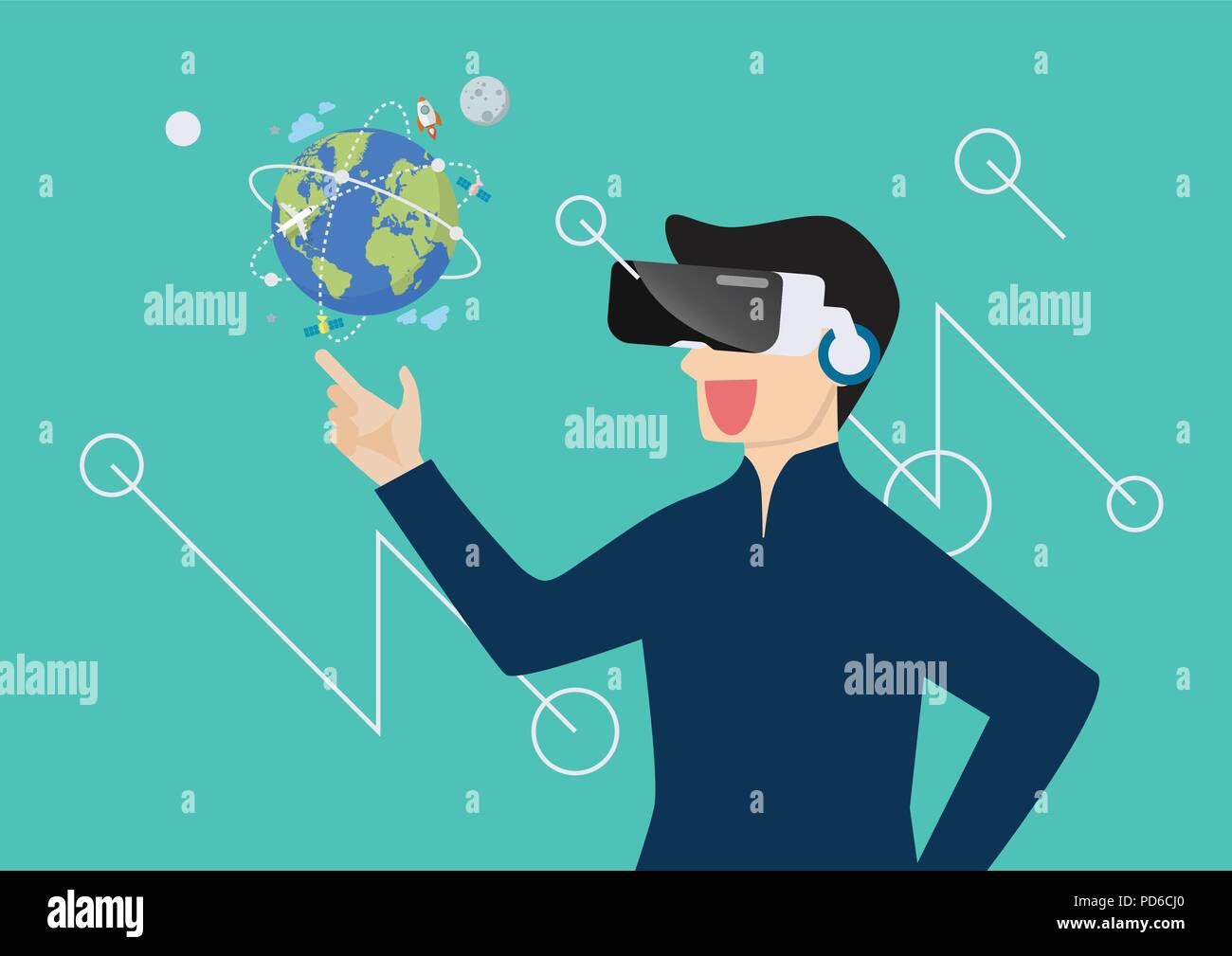 Man in virtual reality. vector illustration Stock Vector Image & Art ...