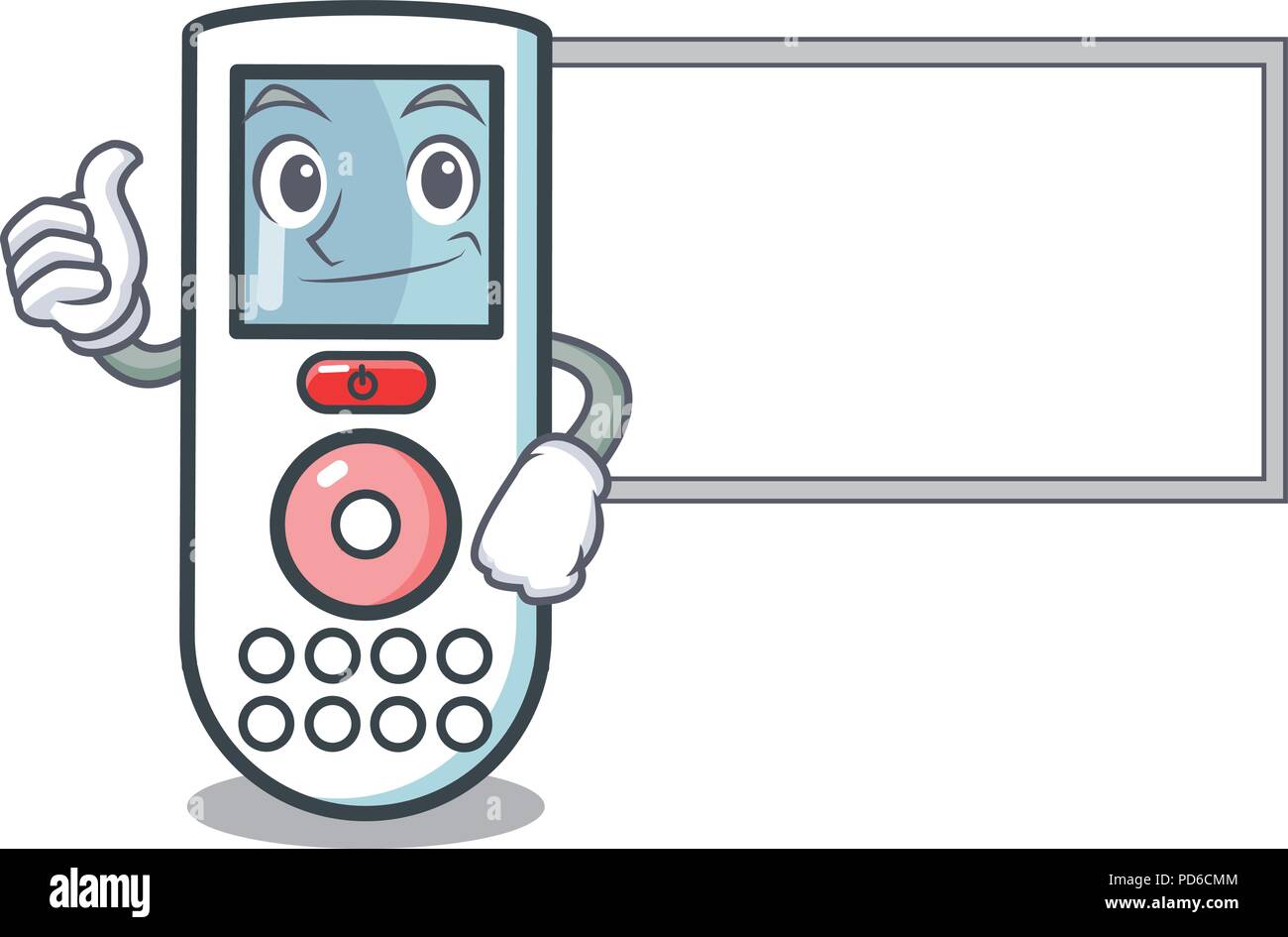 Thumbs up with board remote control character cartoon Stock Vector ...