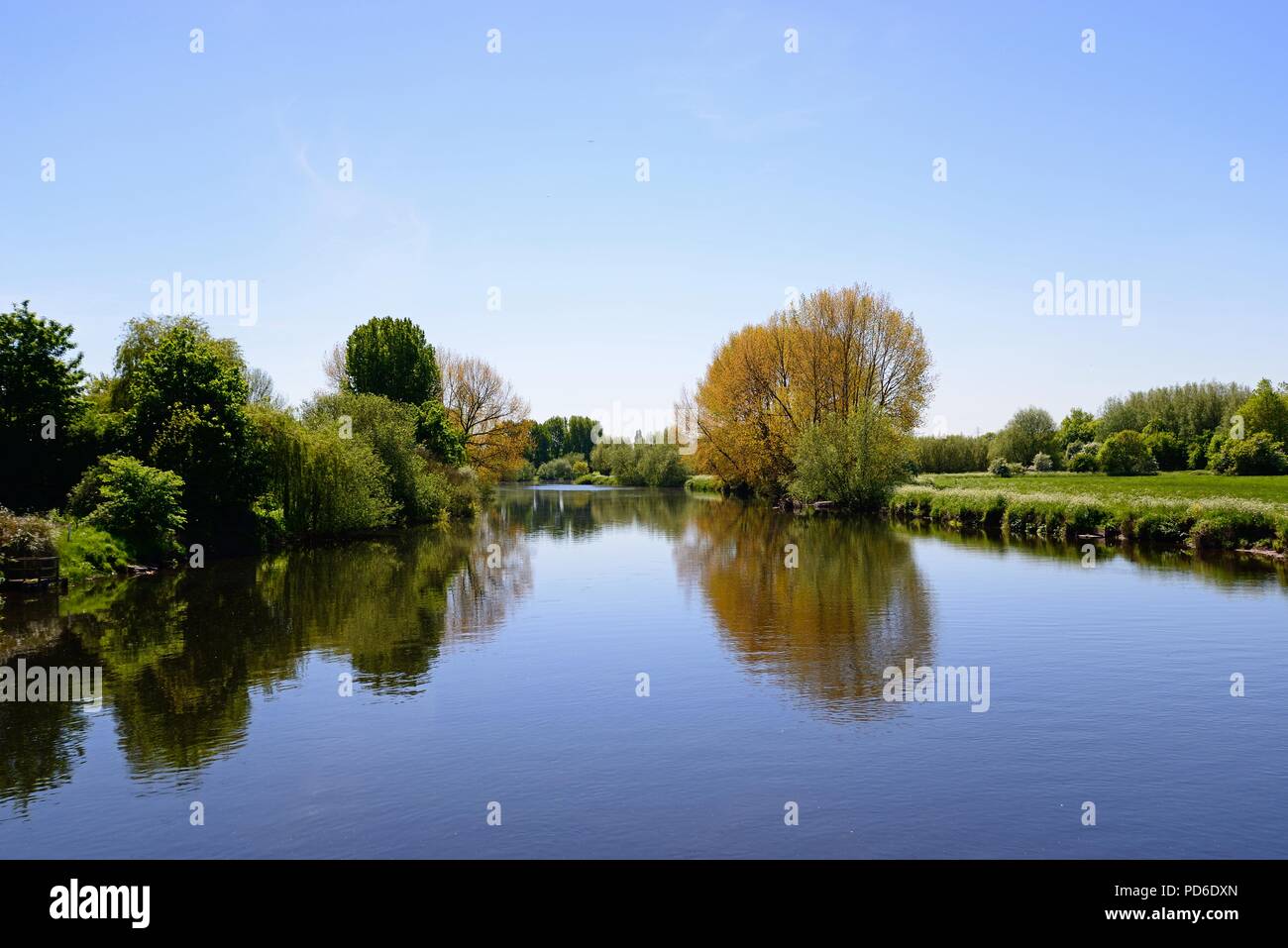 View of the River Trent and countryside with The Washlands to the right ...
