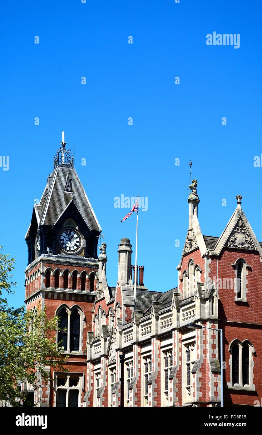 View of the Victorian Town Hall with its decorative clock tower in King ...