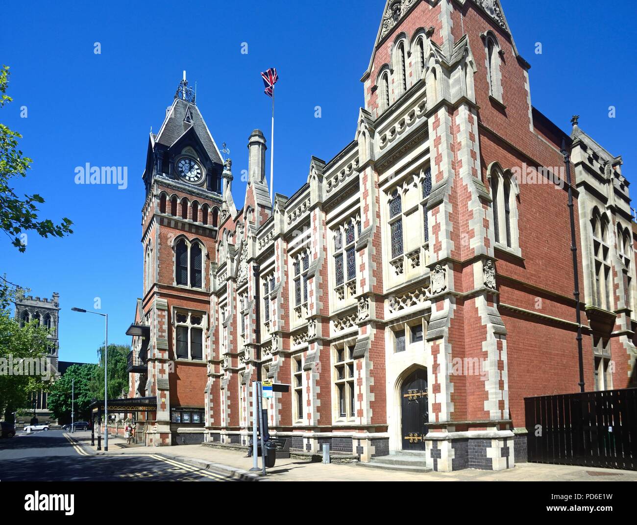 View of the Victorian Town Hall with its decorative clock tower in King ...