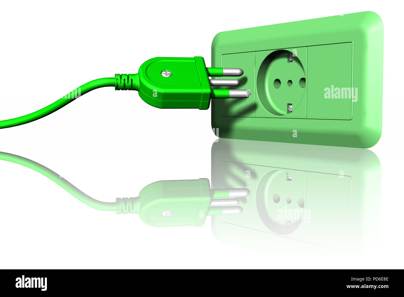 Plug and socket green. Ecology and energy saving Stock Photo - Alamy
