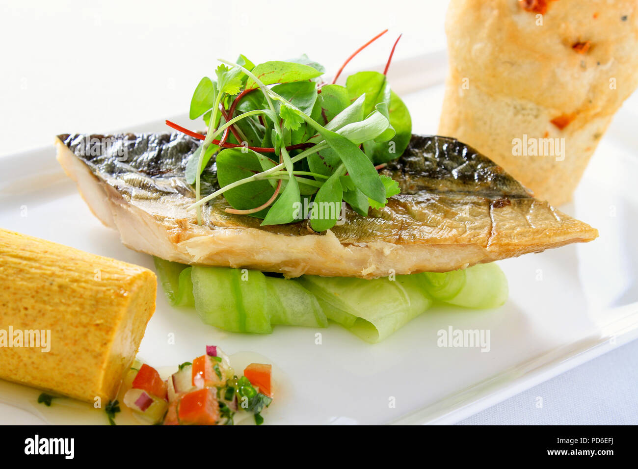 mackerel plated main meal Stock Photo - Alamy