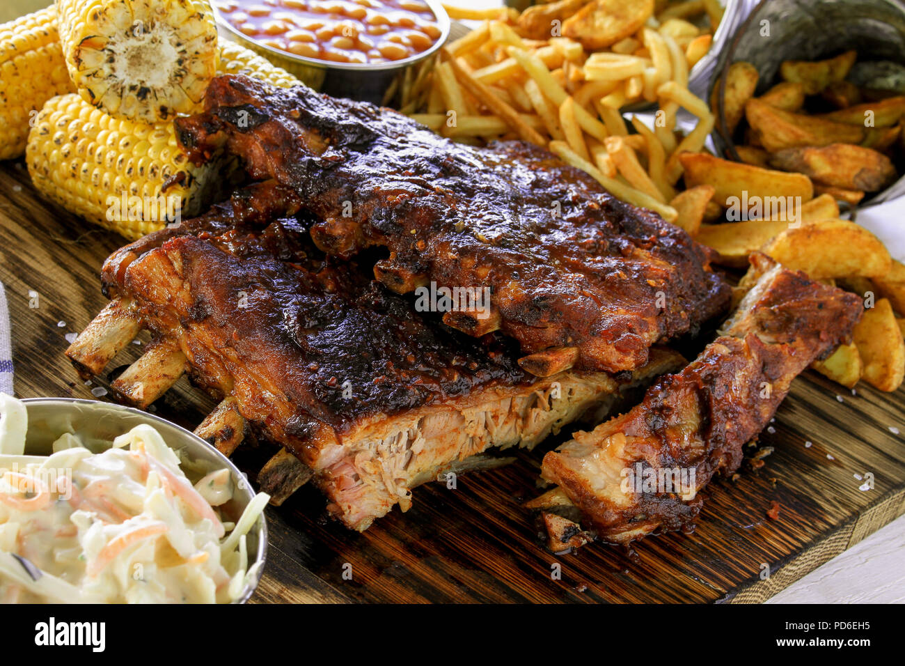 barbecue beef ribs meal Stock Photo - Alamy