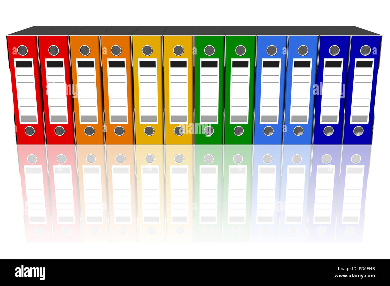 3D illustration. Series of folders of various colors wallets for ...