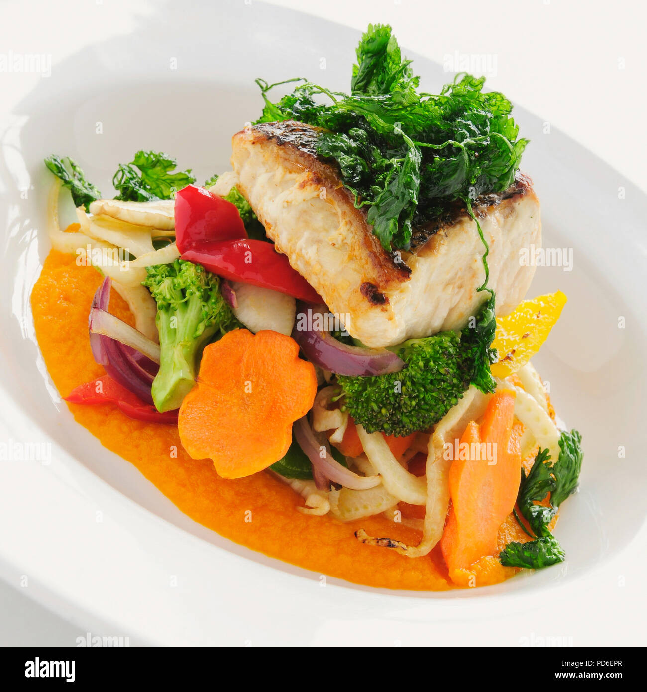 plated fish meal Stock Photo - Alamy