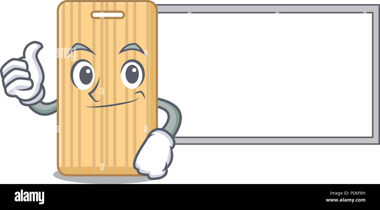 Thumbs up with board wooden cutting board character cartoon Stock ...