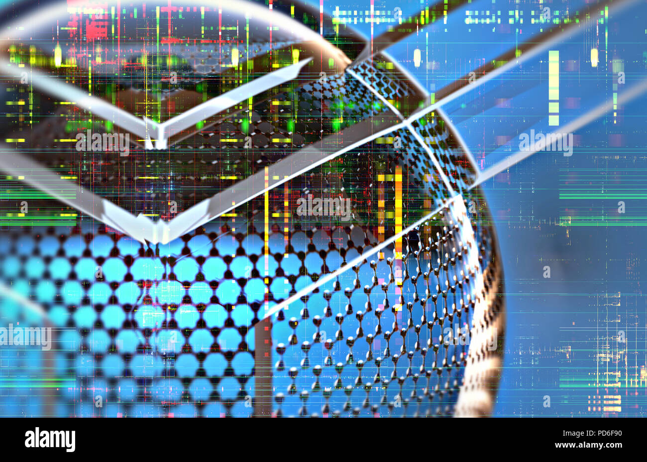 Closeup on a nano structure with electronic background Stock Photo - Alamy
