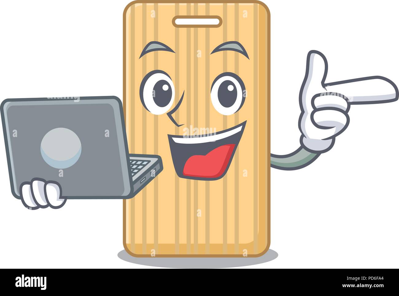 With laptop wooden cutting board character cartoon Stock Vector Image ...