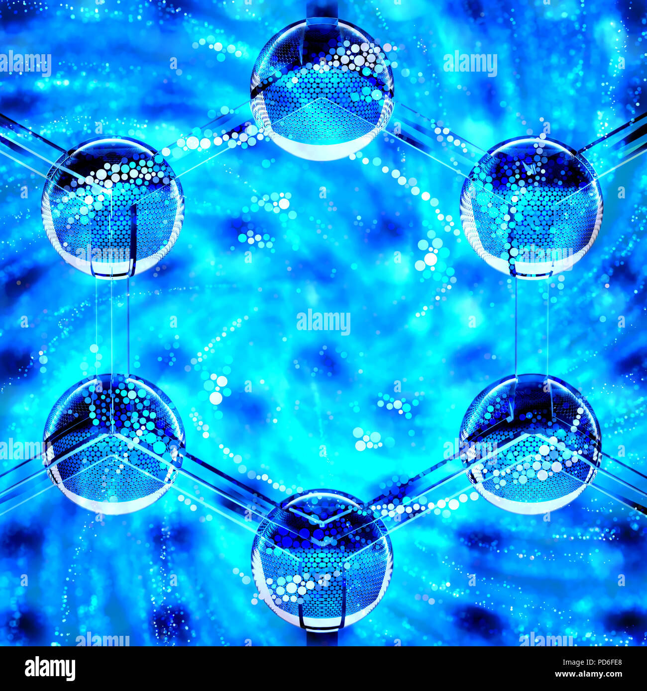 Closeup on a hexagonal nano structure with particles Stock Photo - Alamy