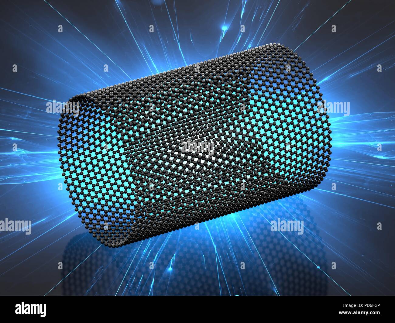 Closeup on a graphene tube with blue glare Stock Photo - Alamy