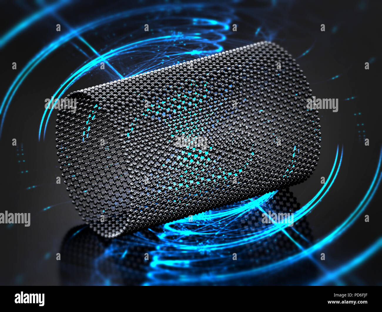 Closeup on a graphene tube with blue quantum waves Stock Photo - Alamy