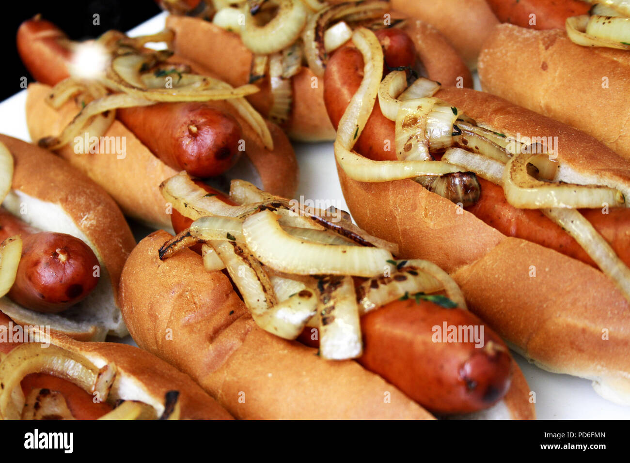 traditional hotdog in bread roll Stock Photo - Alamy