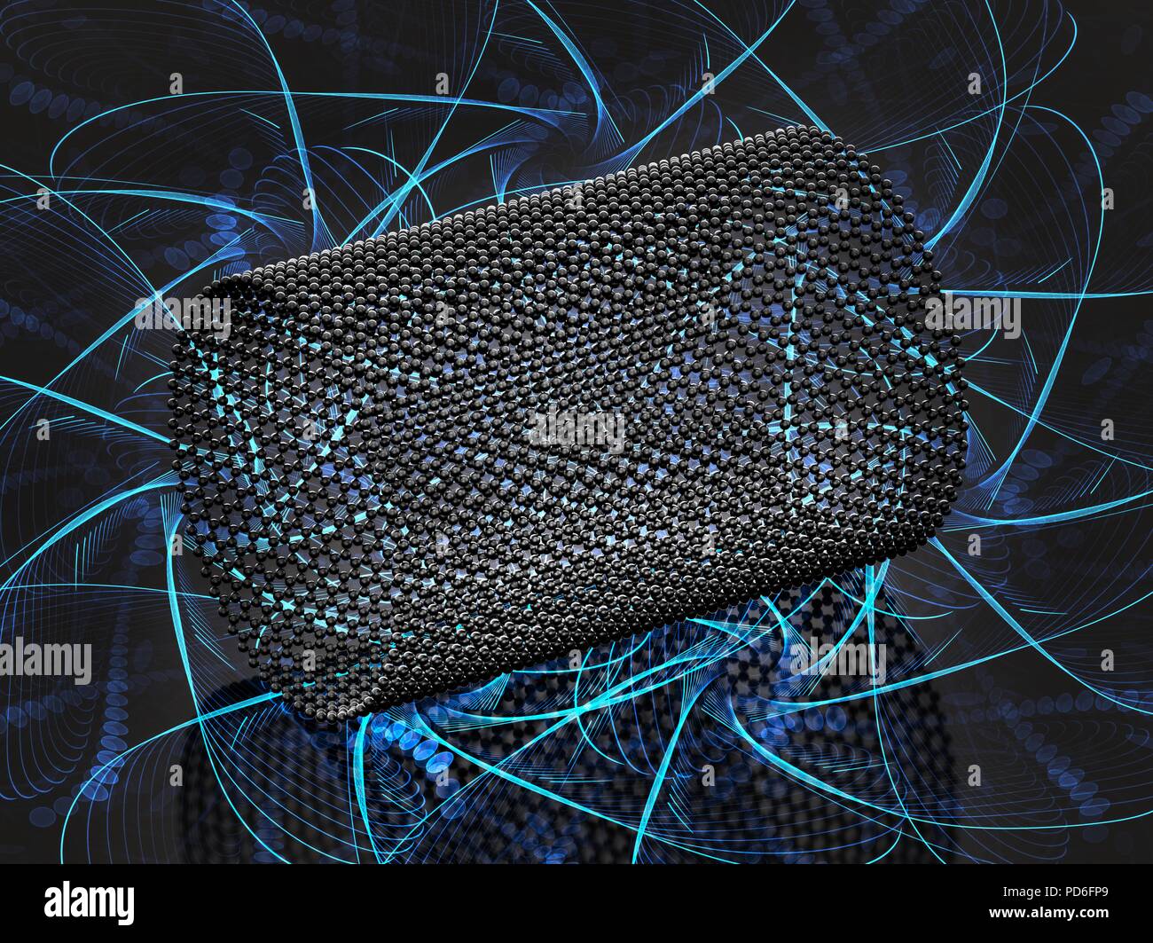 Closeup on a graphene tube with blue waves Stock Photo - Alamy