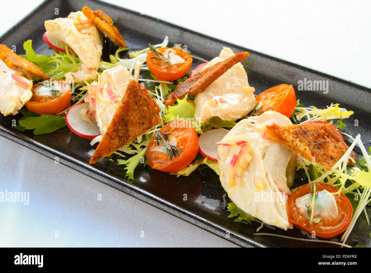 plated chicken main meal Stock Photo - Alamy