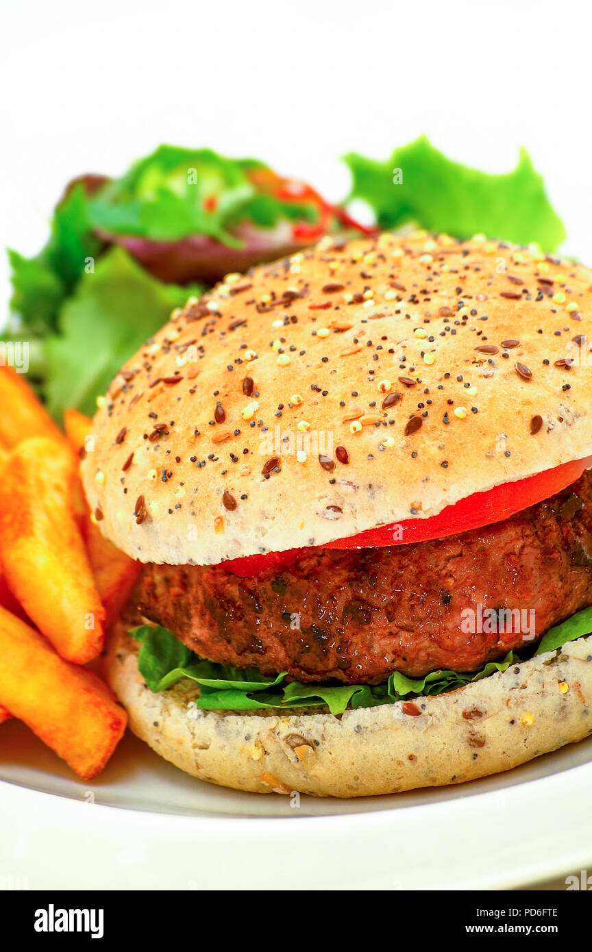 Plated burger meal in bun hi-res stock photography and images - Alamy