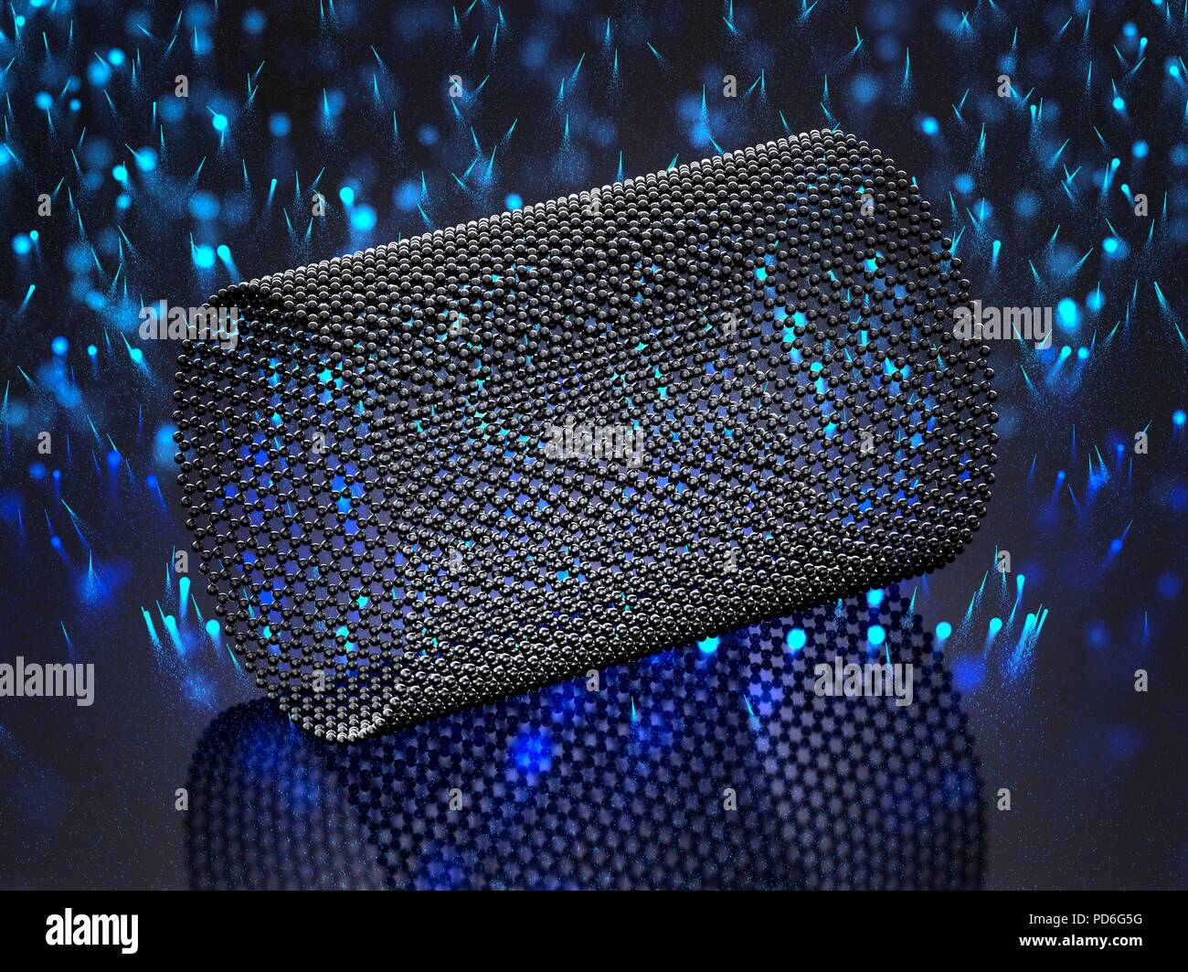 Closeup on a graphene tube with moving blue photons Stock Photo - Alamy