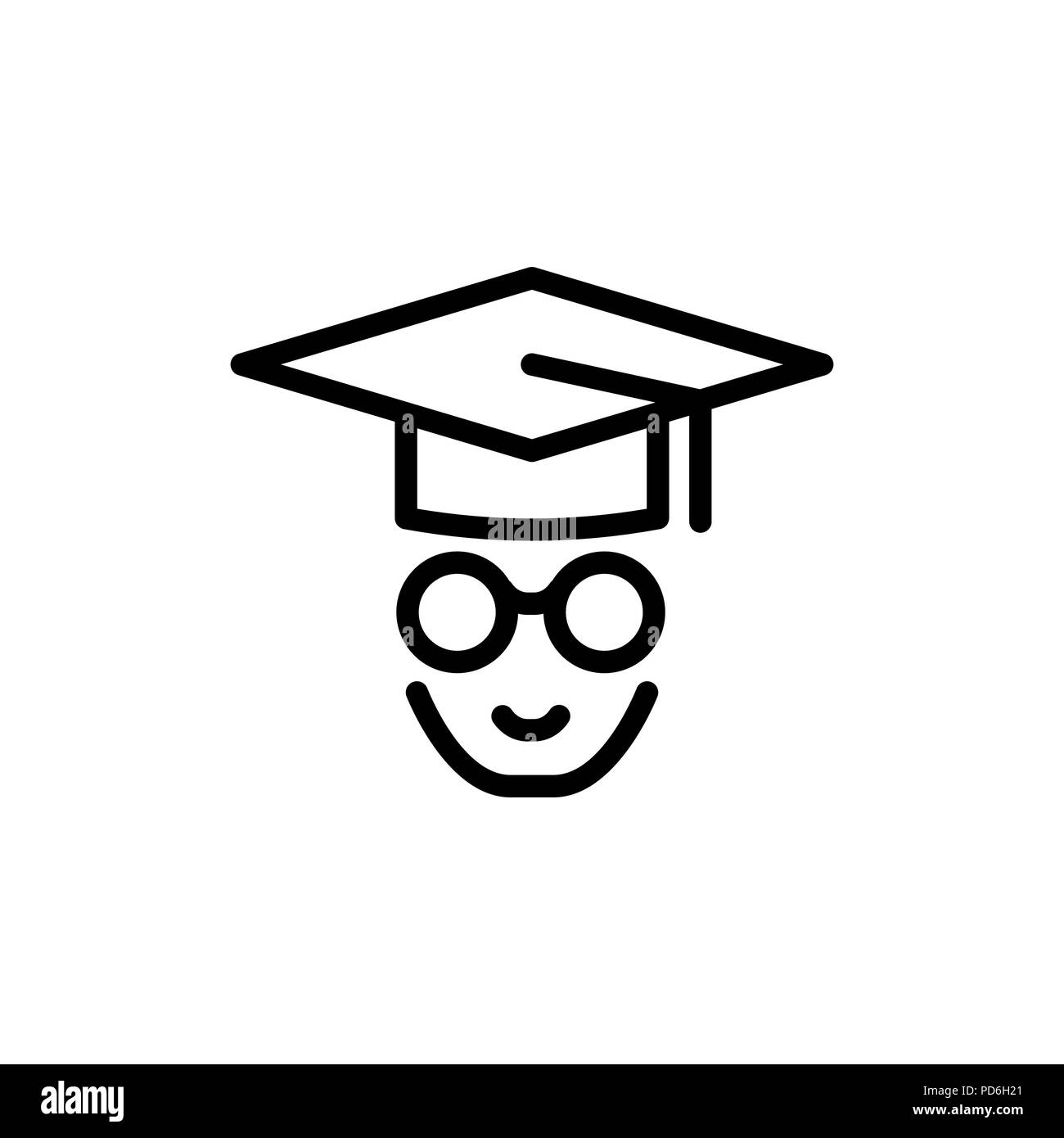 Graduated student icon simple flat style outline illustration Stock ...