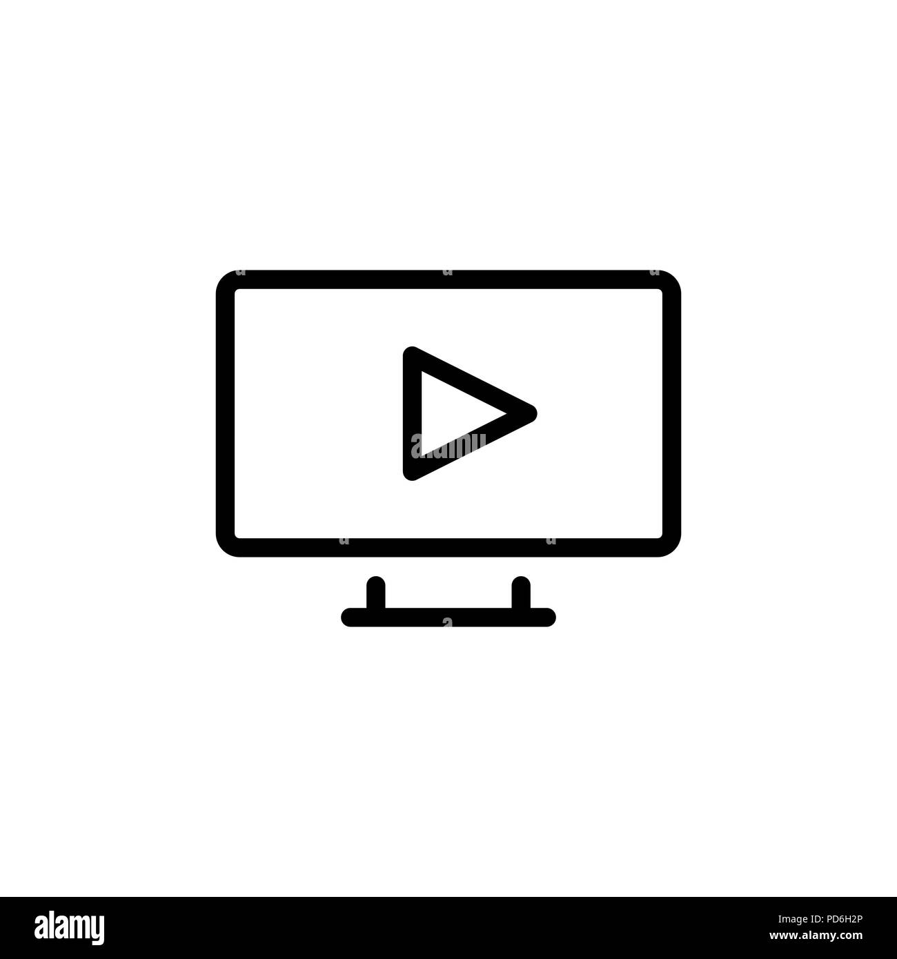 Play TV icon simple flat style outline illustration Stock Vector Image ...