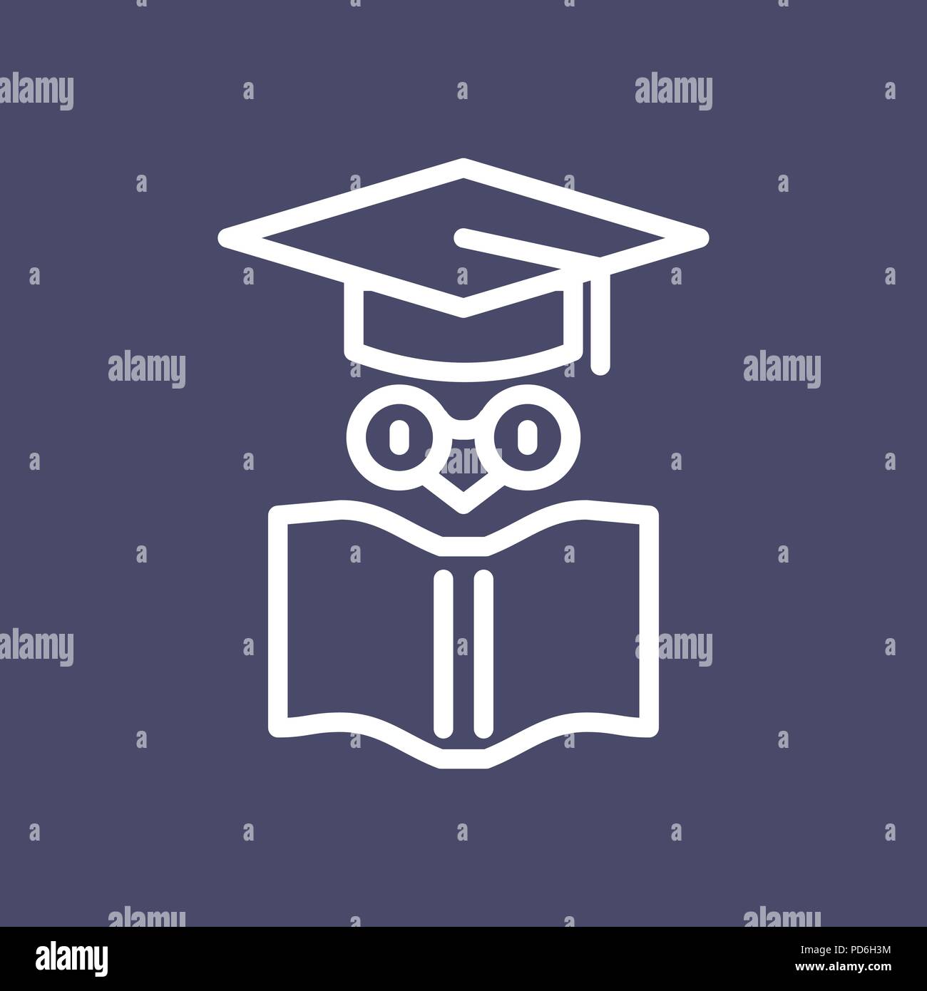 Studying owl icon simple flat style outline illustration Stock Vector ...