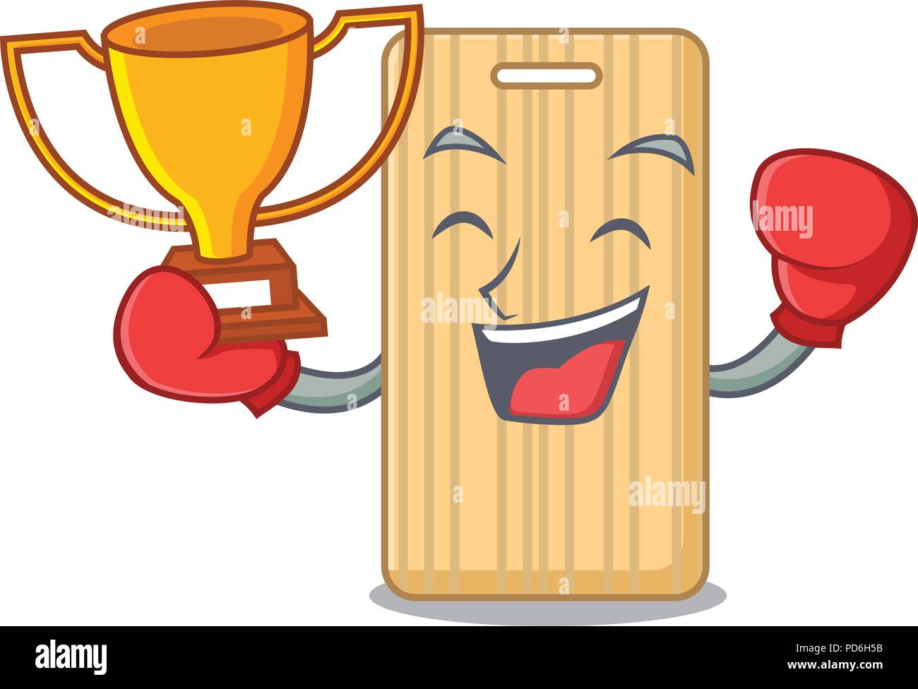 Boxing winner wooden cutting board mascot cartoon Stock Vector Image ...
