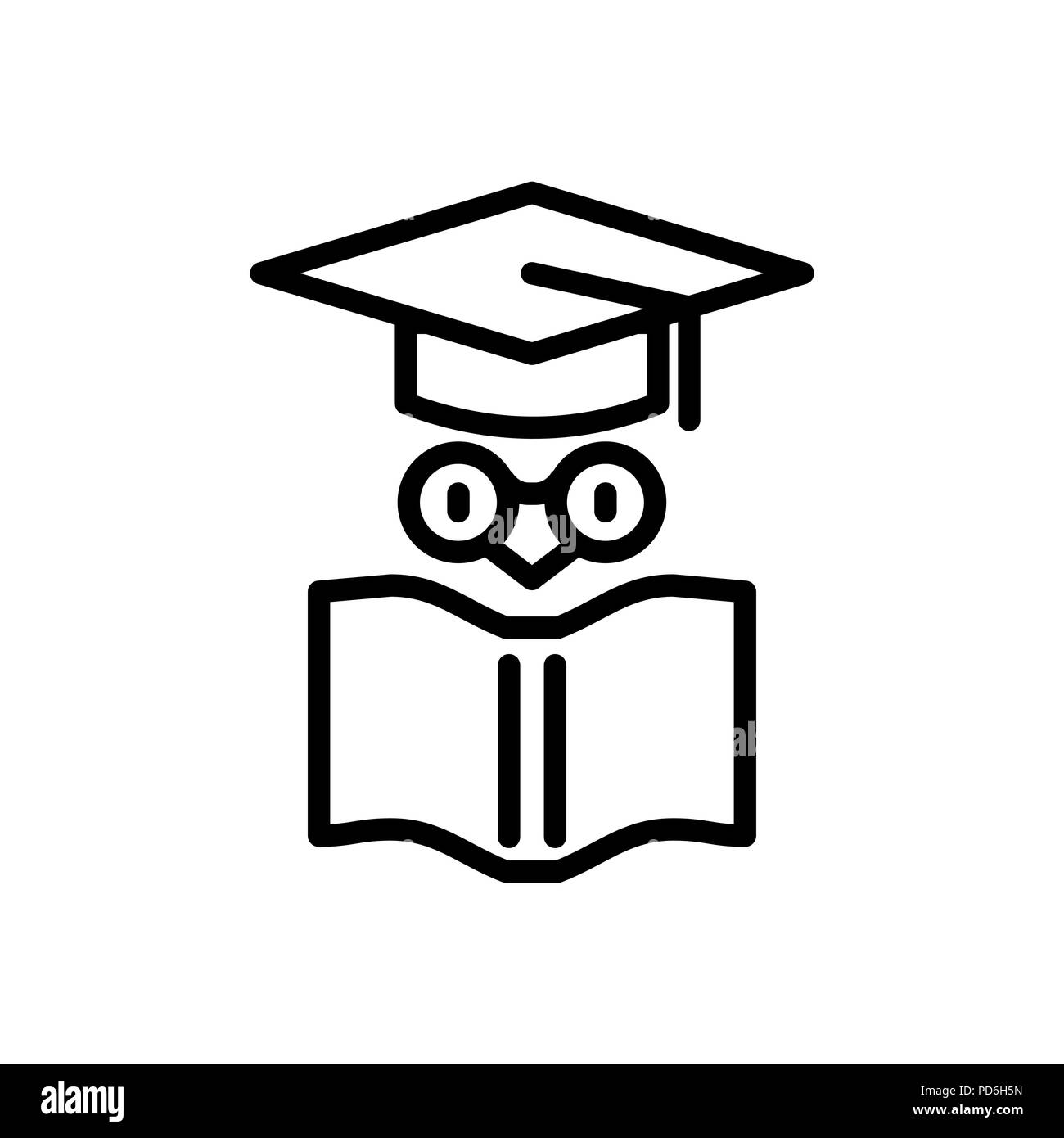 Studying owl icon simple flat style outline illustration Stock Vector ...