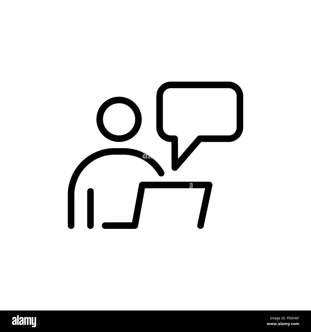 Online education icon simple flat style outline illustration Stock ...